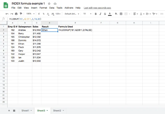 How to use the INDEX function in Google Sheets - Sheetgo