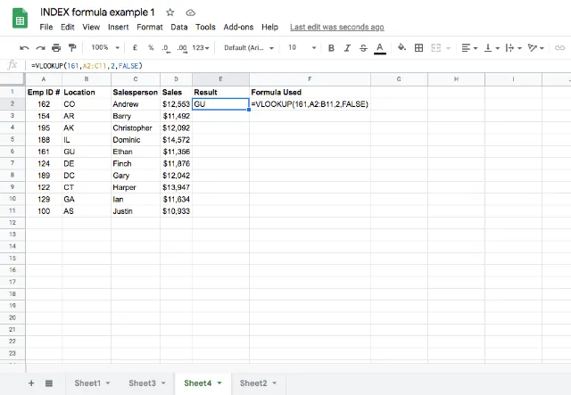 How to use the INDEX function in Google Sheets - Sheetgo