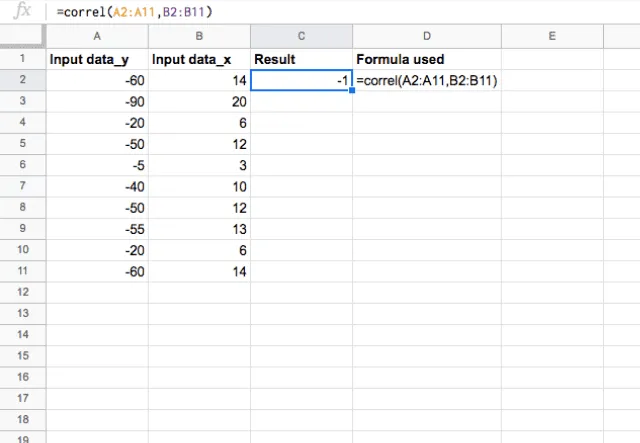 How to use the CORREL function in Google Sheets - Sheetgo