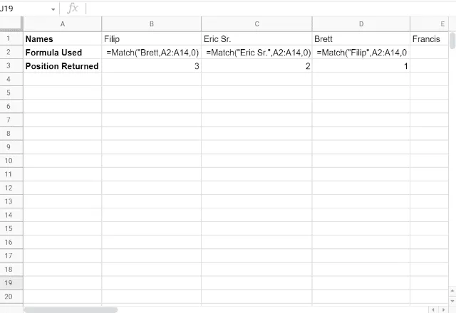 How to use the MATCH function in Google Sheets - Sheetgo