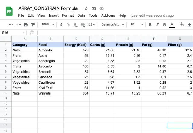 How to use the ARRAY_CONSTRAIN formula in Google Sheets - Sheetgo