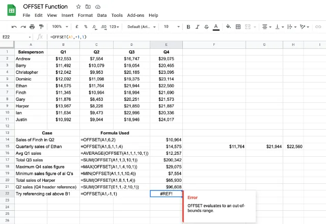 How to use the OFFSET function in Google Sheets - Sheetgo