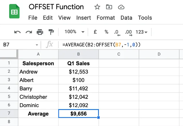 How to use the OFFSET function in Google Sheets - Sheetgo